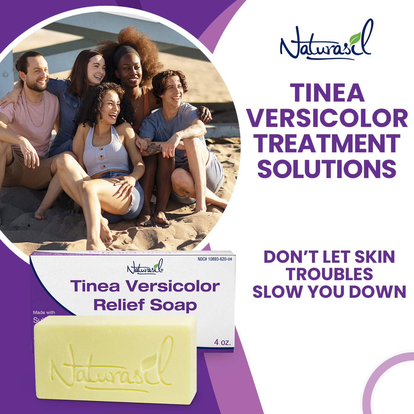 Naturasil Tinea Versicolor 10% Sulfur Medicated Soap | 4oz Bar | Also ...