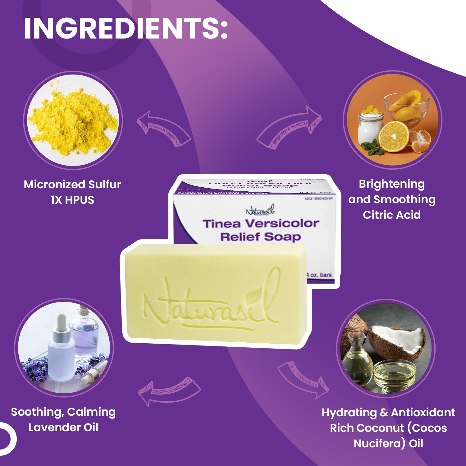 Naturasil Tinea Versicolor 10% Sulfur Medicated Soap | 4oz Bar | Also ...