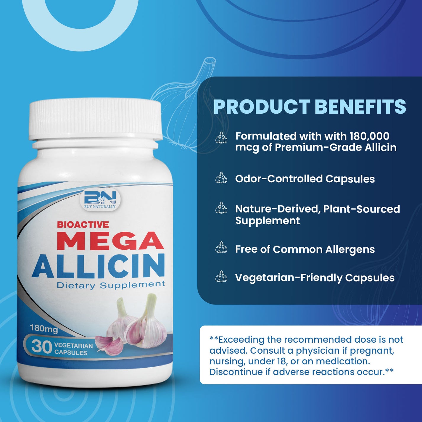 Mega Allicin 100% Allicin from Premium Garlic Made from a Patented and ...