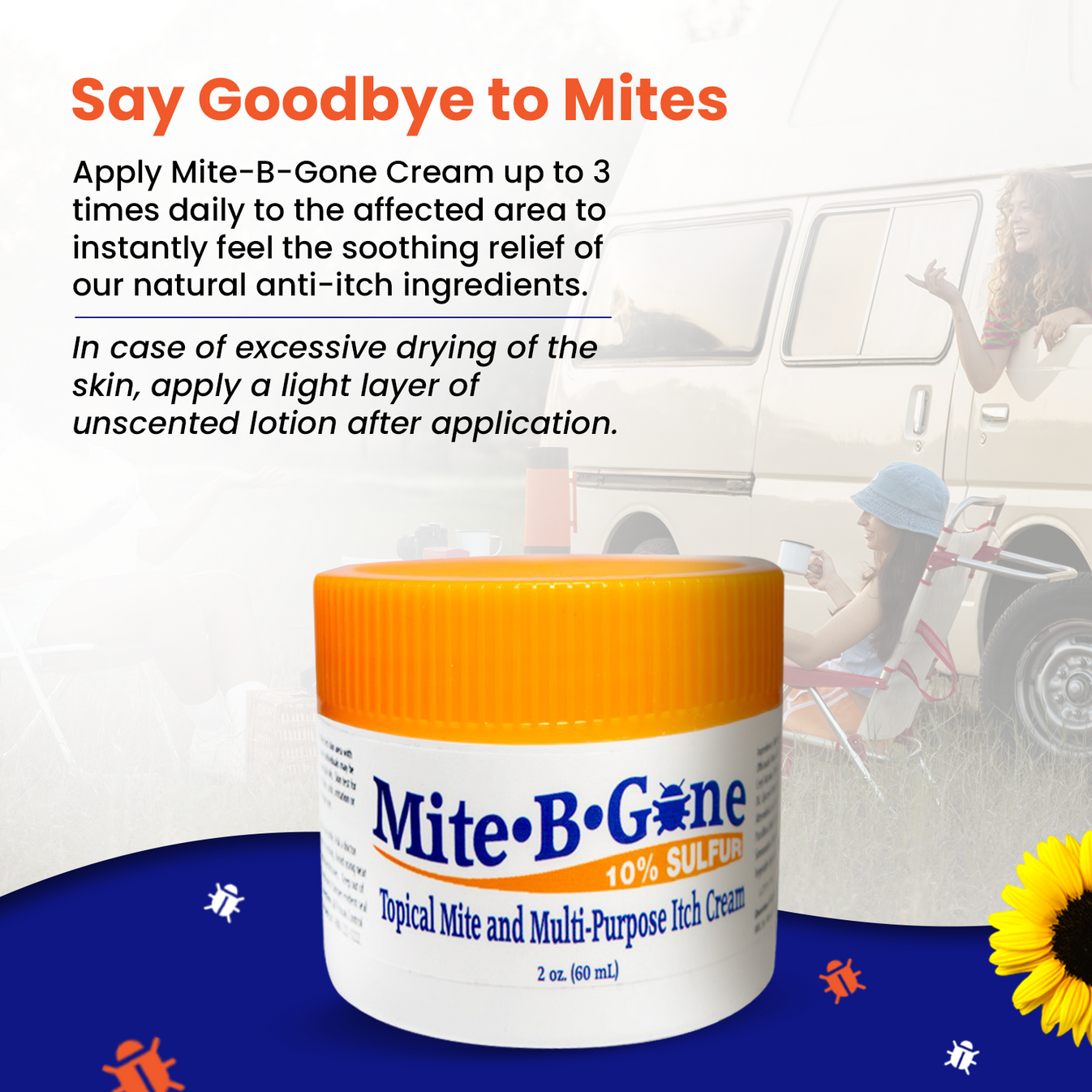 Mite-B-Gone 10% Sulfur Cream (4oz) | Itch Relief from Mites, Insect Bi ...