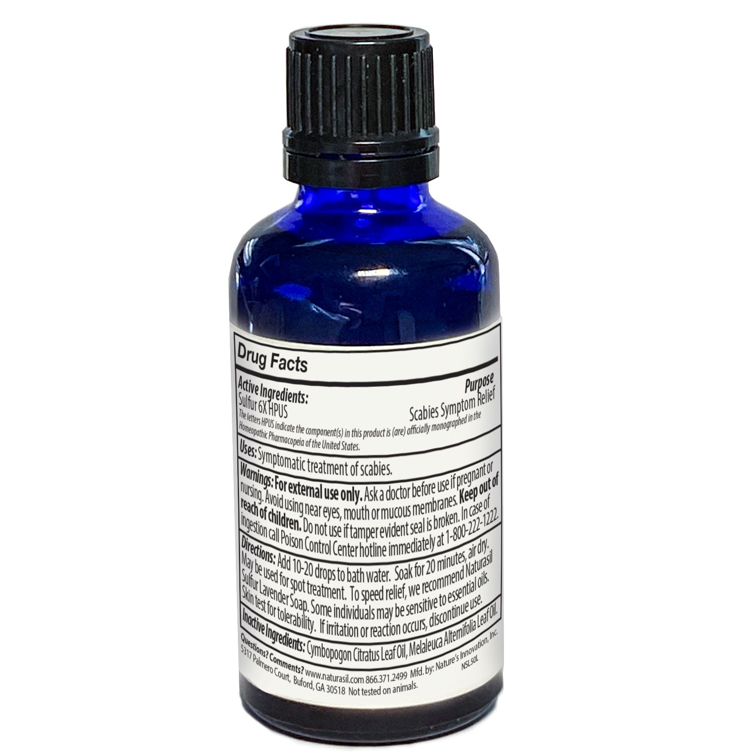 Naturasil Scabies Treatment Liquid Sulfur Bath Soak - 50mL Glass Bottle